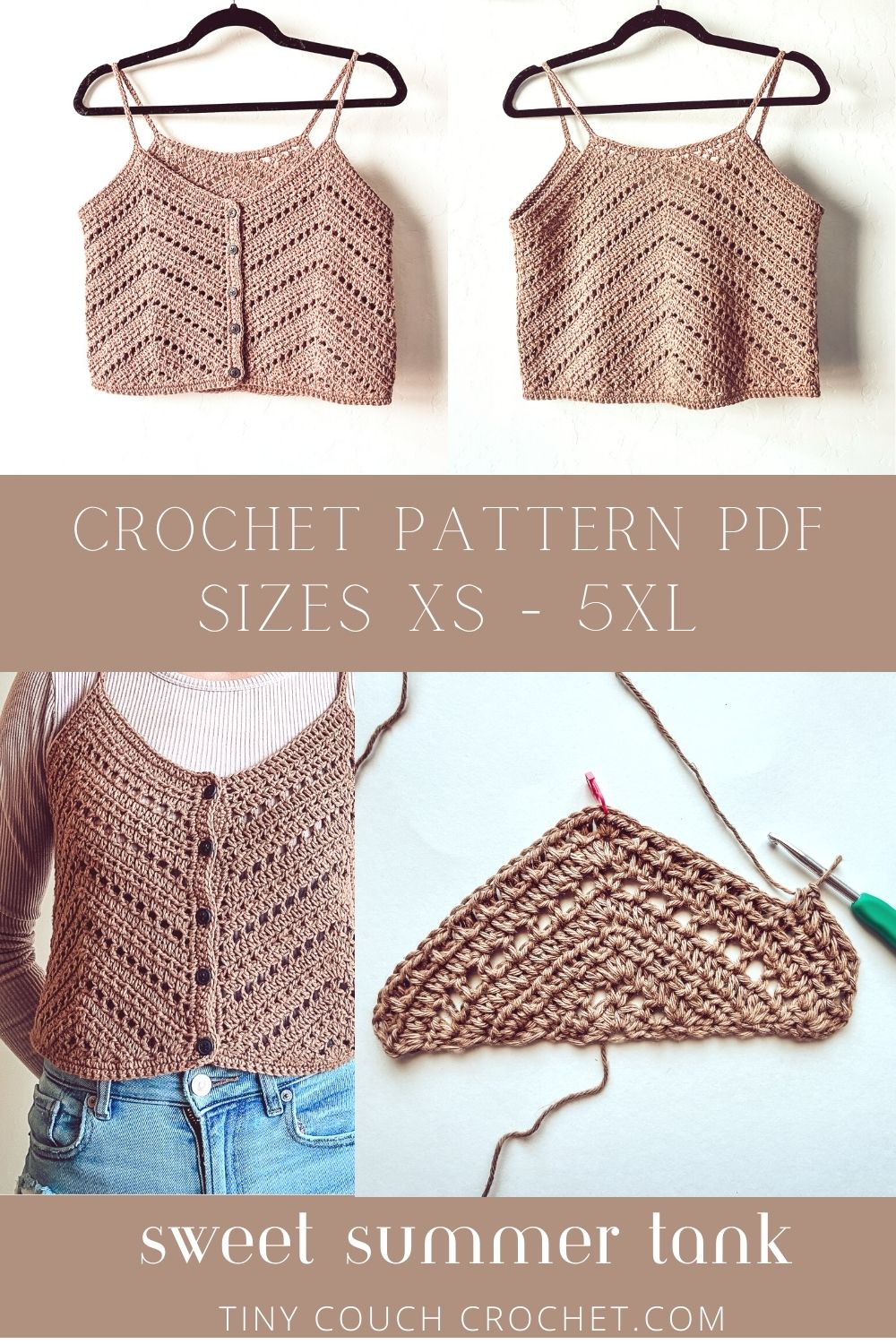 Sweet Summer Tank: Size-Inclusive Crochet Tank Top Pattern - Tiny Couch ...
